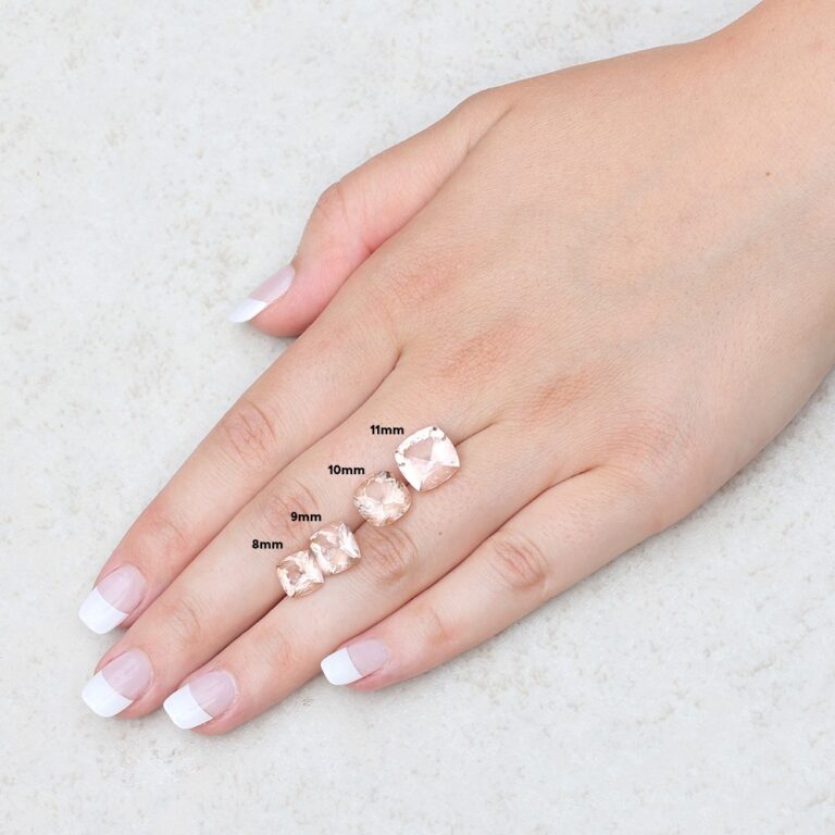 Genuine Square Cushion Cut Peachy Pink Morganites Sizes 15mm - 8mm ⋆ ...