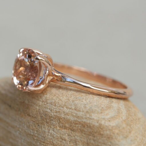 Morganite Flower Ring, Round Solitaire, Rounded Lily Petal Prongs ⋆ ...