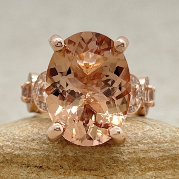 Oval Morganite Halo Ring with Genuine Diamonds and Round Morganites ⋆ ...
