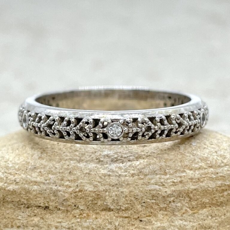 Triple Shank Diamond Wedding Band with Three Rows going 3/4 Eternity ⋆ ...