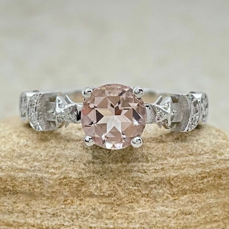 Space Themed Morganite Engagement Ring Round with Sun Moon and Stars ⋆ ...