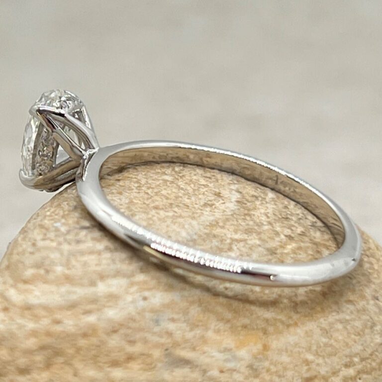 GIA Oval Diamond Engagement Ring with Hidden Halo and Petal Prongs ⋆ ...