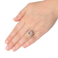 Round Morganite Ring, Hidden Halo, Filigree Heart Gallery Triple Shank ...