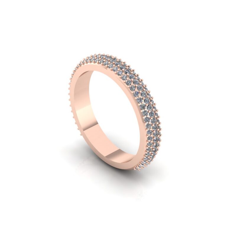 Triple Shank Diamond Wedding Band with Three Rows going 3/4 Eternity ⋆ ...